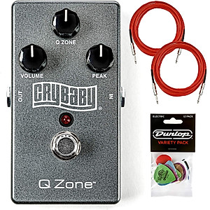 Dunlop QZ1 Q Zone Fixed Wah with 2 Instrument Cables and Dunlop Variety Pick Pack
