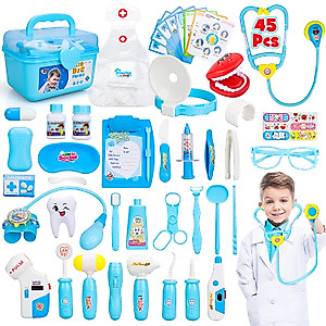 STEAM Life Doctor Kit for Kids, 45Pcs Kids Doctor Kit, Doctor Kit for Toddlers 3-5 Kids Doctor Playset Doctor Kit Doctor Toys for Kids Doctor Set with Stethoscope Pretend Play for Boys Girls 3 4 5 6 +