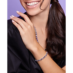 INSPIRED VOICES Easy Slider Adjustable Bracelets - Lariat Tennis Bracelets for Women, Rhinestone Bracelets for Women - Blue Bracelet, Pink Bracelet, Purple Bracelet & More (June - Lavender)