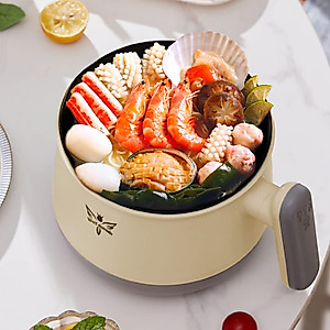 Avkobow Smart Automatic Multifunction Electric Hot Pot 1.8L, Shabu Shabu Mini NonStick Hot Pot with MultiPower Control, Electric Cooker with Tempered Glass Lid for Family, Party and Friends