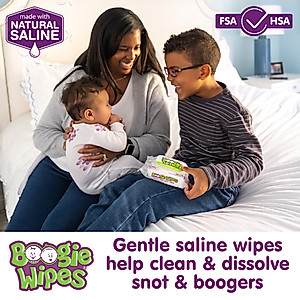 Baby Wipes by Boogie, Saline Wet Wipes for Nose, Face, Hand & Body, FSA/HSA Eligible, Made with Vitamin E, Aloe, Chamomile and Natural Saline, Unscented 30 Count Pack of 3