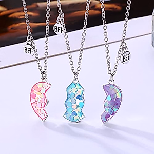 DOYYCA Friendship Necklace Best Friend Necklace Gifts for 3 Girls Magnetic Matching Heart Pendant BFF Necklaces for Sister (A: Heart)