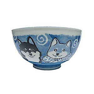 Japanese Shiba Dog Blue 6.3 Inches Diameter Large Rice Bowl Donburi Soup Noodle or Serving Bowl Multipurpose Bowl Chawan from Japan