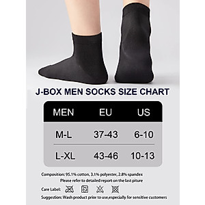 J-BOX 8 Packs Cotton Socks for Men Black Low Cut Breathable Multipairs Running for Men Ankle Socks