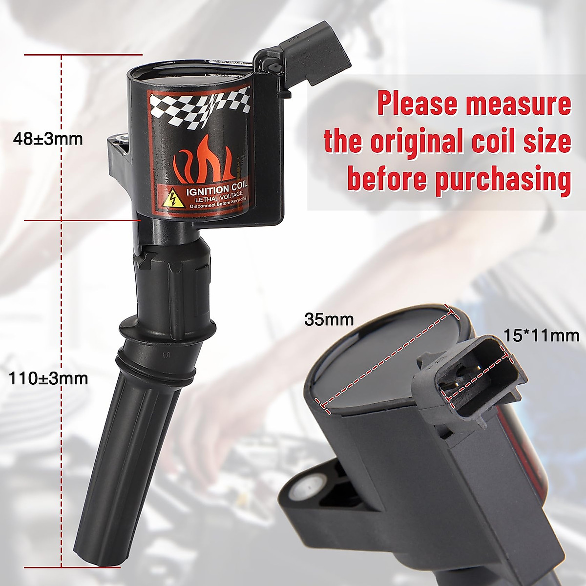 CarBole High Performance Coil Pack For F150 F250 F350 5.4L 4.6L V8 DG508, Ignition Coil For 1997-2014 Ford Crown Victoria E150 E250 Expedition Mustang Lincoln (Pack of 8pcs)