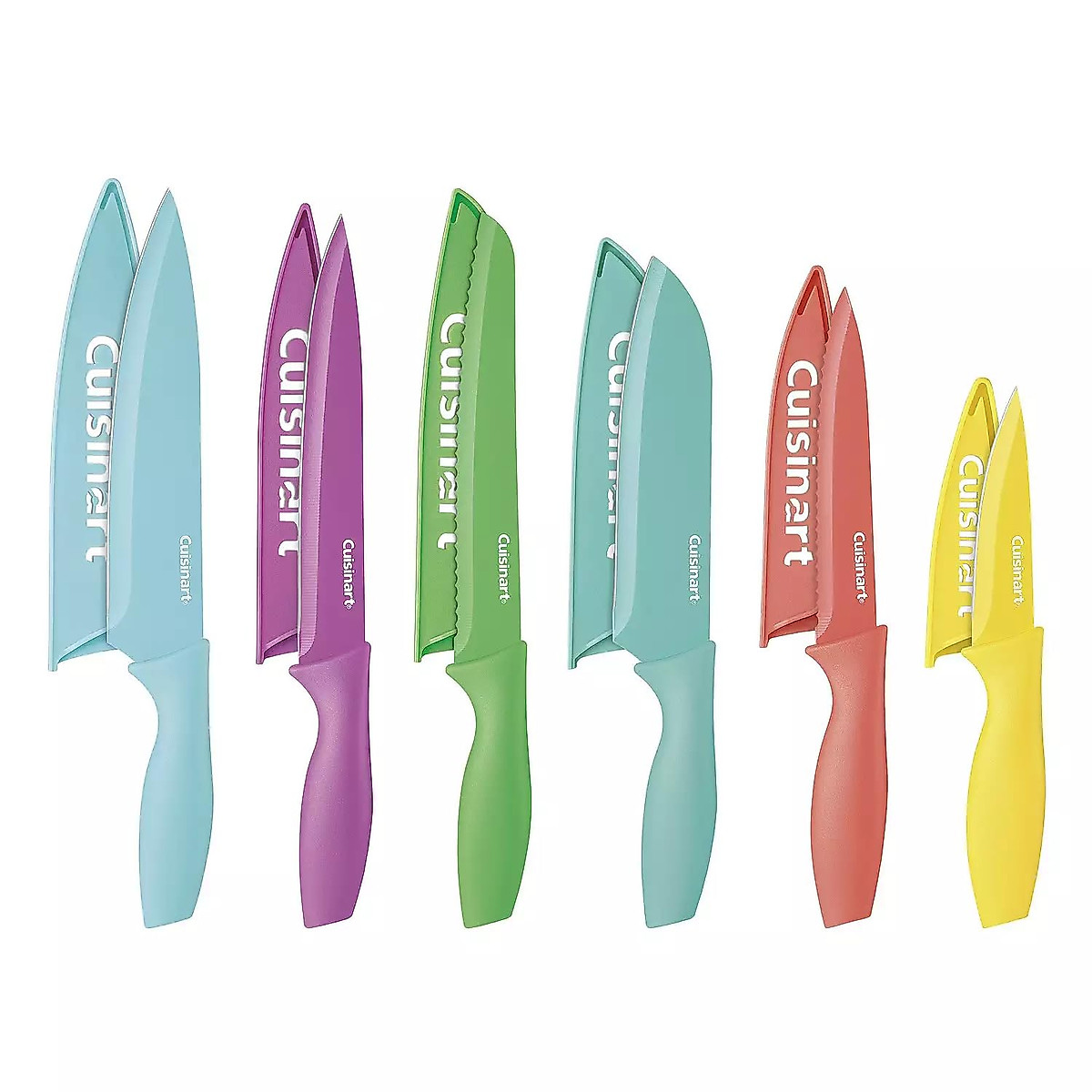 Cuisinart Knife Set, 12 Piece Ceramic Knife Set, 6 Knives and 6 Blade Guards, Lightweight, Stainless Steel, Durable & Dishwasher Safe Multicolor