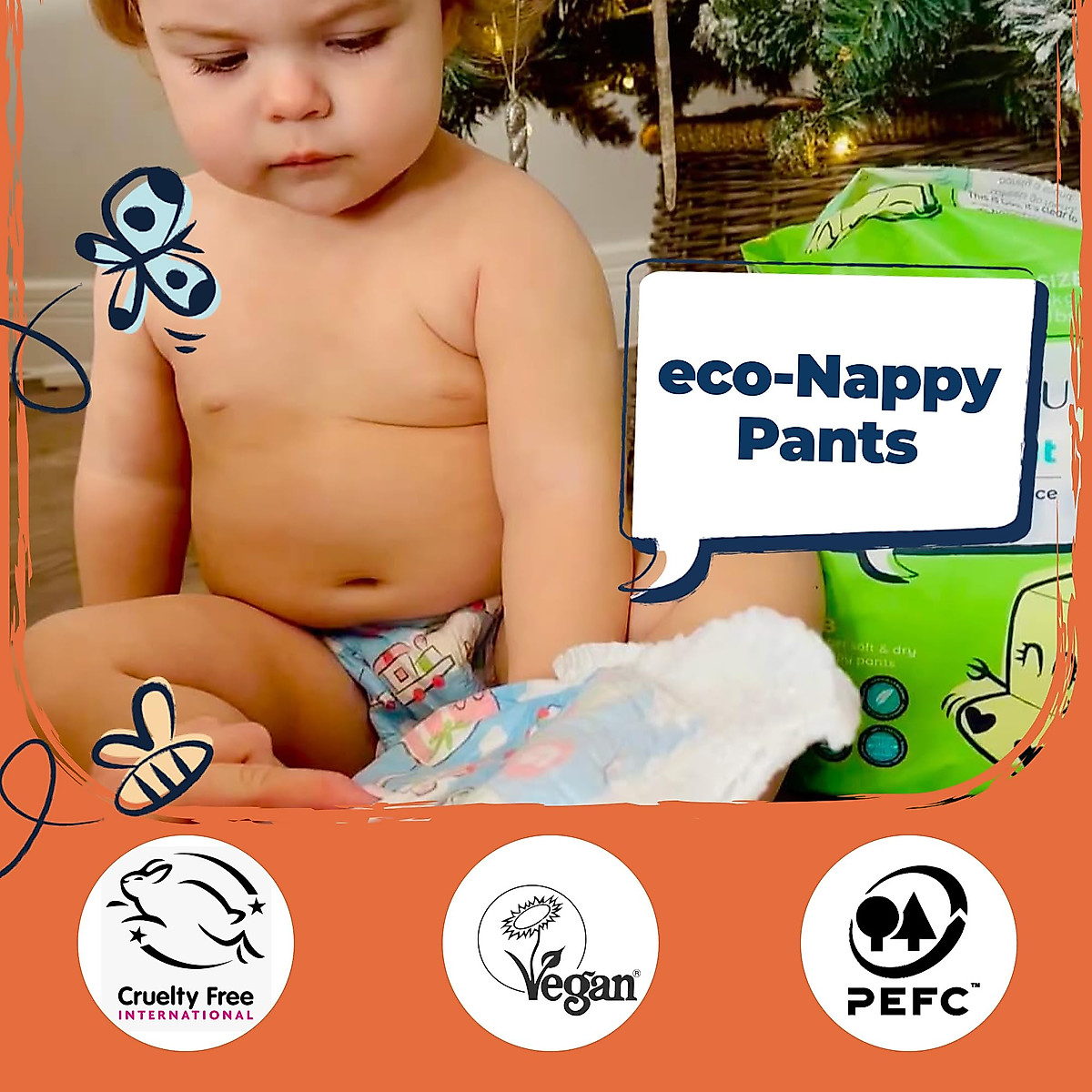 M&Y Nappychat Premium Performance Eco Diapers, Size 4 (38 Diapers) Smart Tube Technology. Leak Protection. 100% Recyclable. Hypoallergenic, Dermatologically-Tested No Lotion, Perfume or Dyes