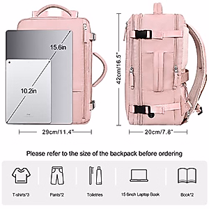 Rinlist Travel Backpack (2 Pieces Pink+Beige), Carry-on Backpack Flight-Approved for Men Women