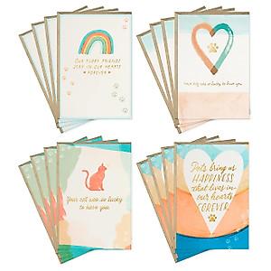 Hallmark Pet Sympathy Cards Assortment, Hearts and Rainbows (16 Cards and Envelopes)