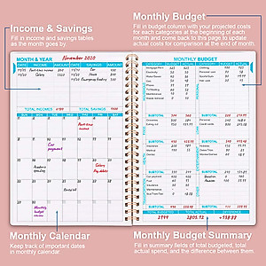 Budget Planner - Monthly Finance Organizer with Expense Tracker Notebook to Manage Your Money Effectively, Undated Finance Planner/Account Book, Start Anytime, 1 Year Use, A5, Rose