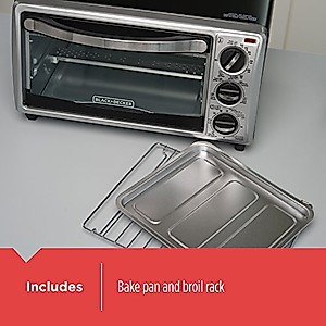 BLACK+DECKER 4-Slice Convection Oven, Stainless Steel, Curved Interior fits a 9 inch Pizza, TO1313SBD