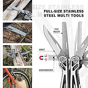 MOSSY OAK Multitool, 21-in-1 Stainless Steel Multi Tool Pocket Knife with Screwdriver Sleeve, Self-locking Multitool Pliers with Sheath-Perfect for Outdoor, Survival, Camping, Hiking, Simple Repair