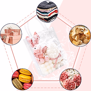 VGOODALL 24PCS Clear Gift Bags with Handle, Plastic Bags Gift Bags Thickened PVC Goodie Bags for Wedding Birthday Baby Shower Party Favor(5.9"x2.8"x7.9")