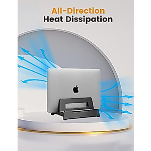 STARSIKI Vertical Laptop Stand, 3-in-1 Gravity Auto Locking Laptop Holder, MacBook Stand for Desk Closed Upright, Space Saving Desktop Organizer for MacBook/Surface/Chromebook/Dell/HP/iPad/Tablets