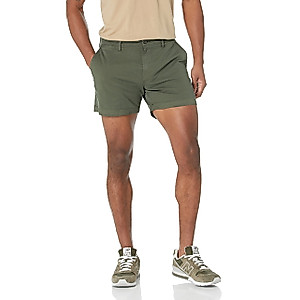 Amazon Essentials Men's Slim-Fit 5" Flat-Front Comfort Stretch Chino Short (Previously Goodthreads), Dark Green, 32
