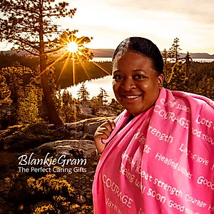 BlankieGram Healing Thoughts Throw Blanket, Comfort Gifts, Spread Positive Energy, Send Hugs with Inspirational Blanket, Perfect Get Well Gifts for Women, Men and Children - 50"x60" (Grey)