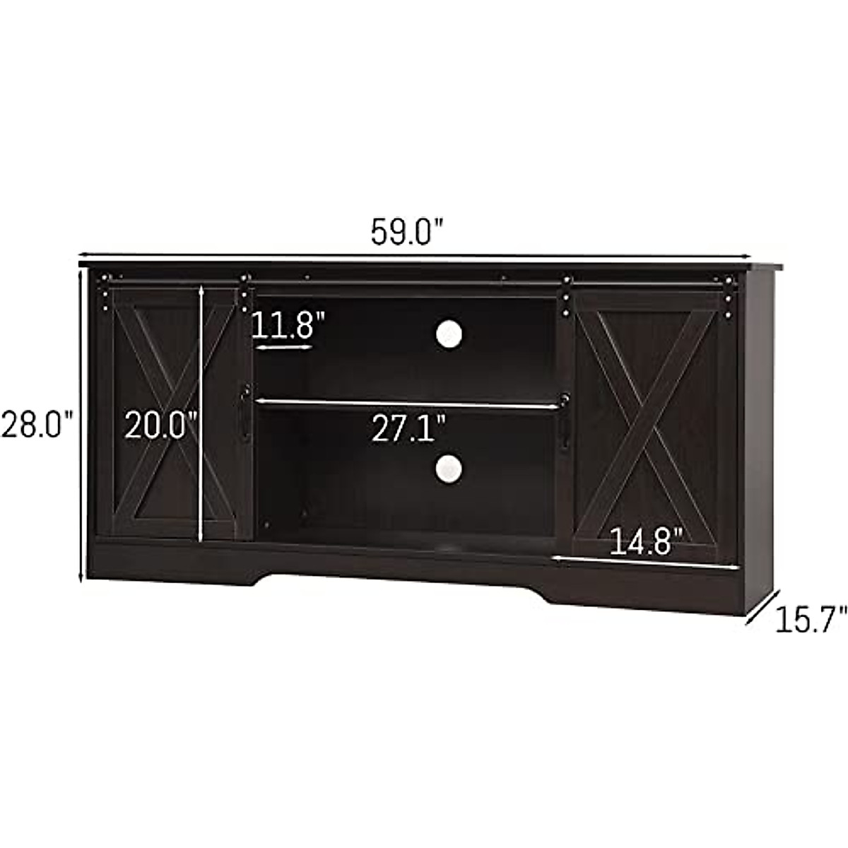 4ever2buy Farmhouse Buffet Cabinet with Storage, 59’’ Coffee Bar Cabinet with Sliding Barn Door, Kitchen Sideboards Buffet Cabinet Adjustable Shelf, Coffee Bar Table for Living Dining Room,Espresso