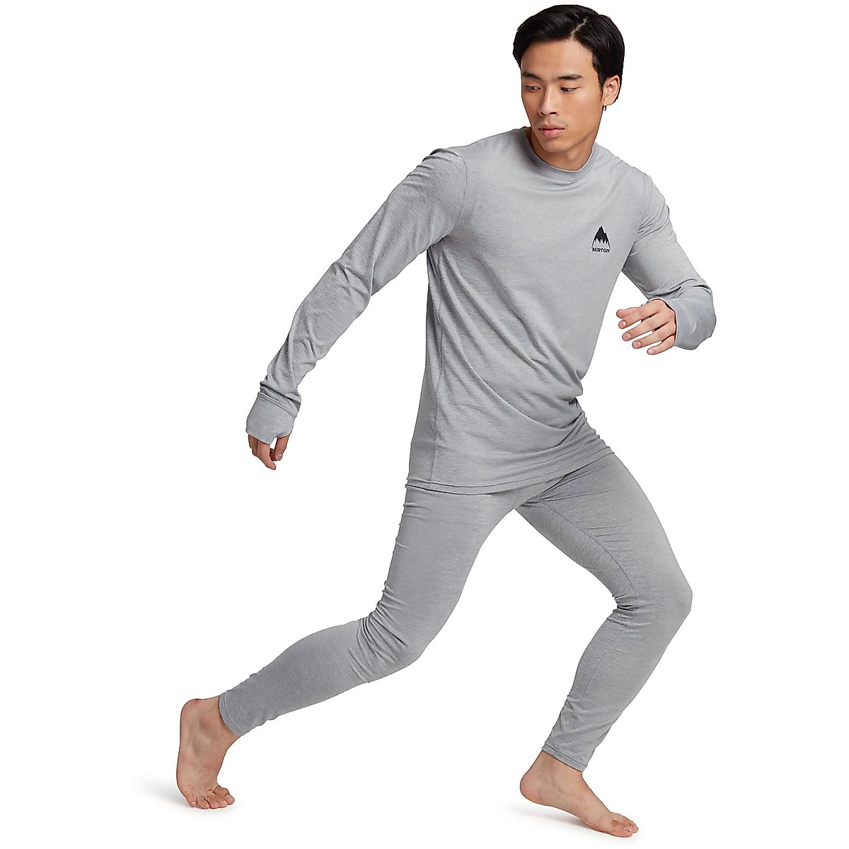 Burton Mens' Lightweight X Base Layer Crewneck Top (US, Alpha, Small, Regular, Regular, Gray Heather)