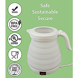 Roadfare Ultrathin Collapsible Kettle - Food Grade Silicone Travel Kettle - Foldable Mini Electric Tea Kettle
