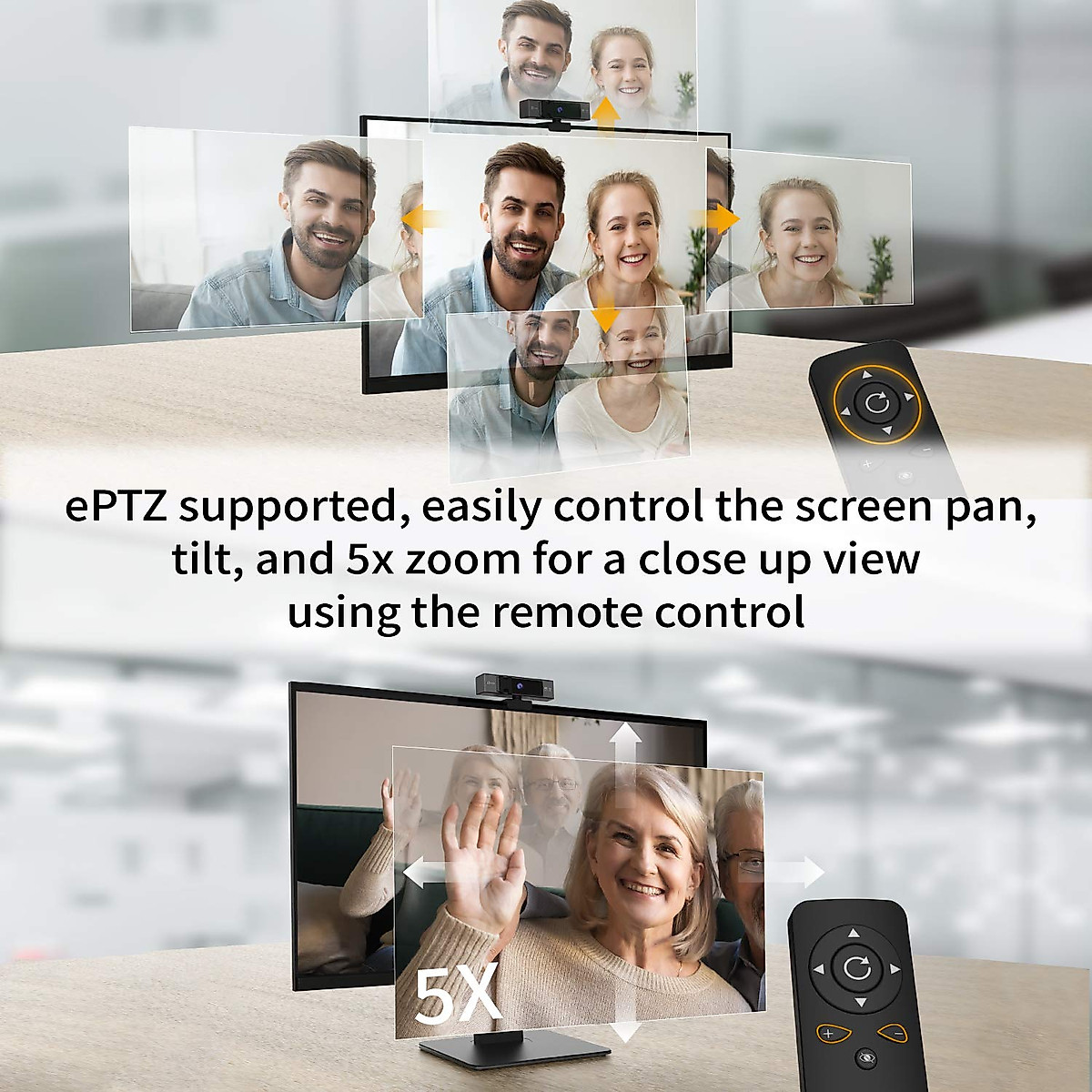 j5create 4K Ultra HD Webcam with 5X Digital Zoom Privacy Cover Low Light Enhancement Dual High-Fidelity Microphones Remote Control USB-C|for Video Conferencing/Online Classes/Live Streaming (JVCU435)