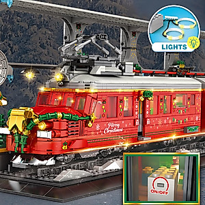 MISINI 66034 Steam Train Building Blocks, 2822 Pcs Train Building Set with Lights, Collectible Christmas elements Steam Locomotive Display Toys kit with Train Tracks, Top Present for Train Lovers