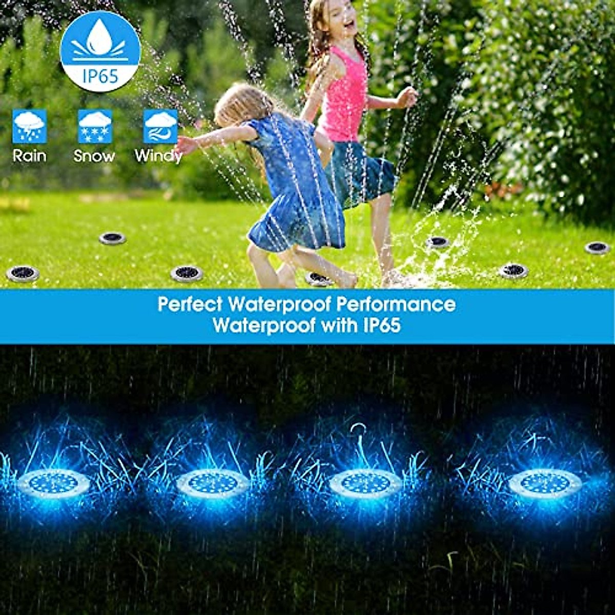 NFESOLAR Solar Outdoor Lights with 16 LEDs, Blue Color Bright Solar Ground Lights Outdoor, Waterproof Solar Disk Lights for Pathway Garden Yard Lawn Walkway Driveway (8 Pack)