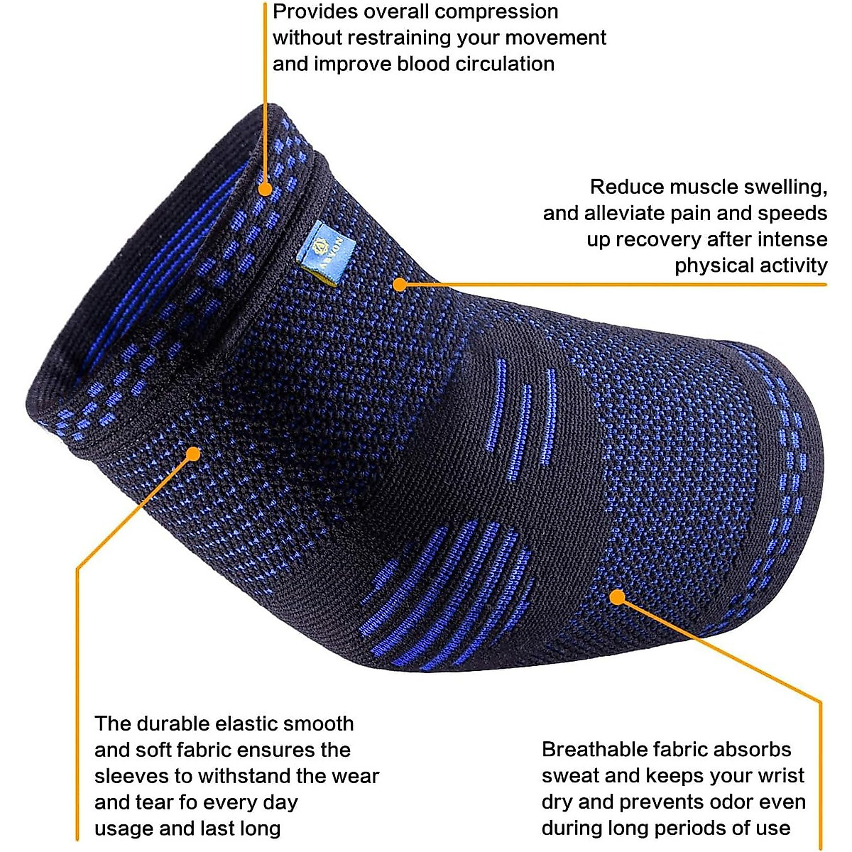 ABYON Elbow Compression Sleeve (1pcs)+Tennis Elbow Brace (2pcs),Elbow Support Gear for Sports or Daily Use to Reduce Joint Pain and Treat Tendonitis | Tennis Elbow | Golfer's Elbow | Arthritis