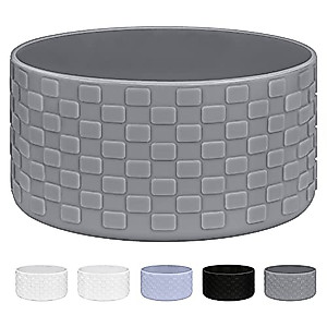 VIKIZUES Water Bottle Boot, Compatible with Hydro Flask and Others, Anti-Slip Bottom Silicone Sleeve Cover with Checkered Texture, Fits 32-40 oz Water Bottler, Grey