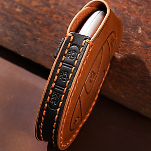 SANRILY Handmade Leather 7 Button Key Fob Cover for Hyundai ioniq 6 2023 Smart Key Keyless Full Protection Key Fob Case with Keychain Black