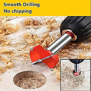 Utoolmart Forstner Drill Bits, 53mm Cemented Carbide Wood Cutter Tool, Hex Shank Woodworking Hole Saw Cutter, 85mm Length Woodworking Hole Boring Bit, Orange, 1 Pcs