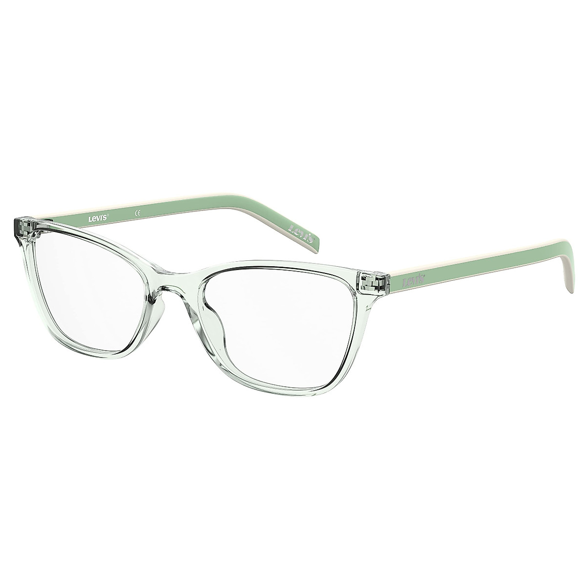 Levi's Women's LV 1022 Cat Eye Prescription Eyewear Frames, Green/Demo Lens, 52 mm, 18mm
