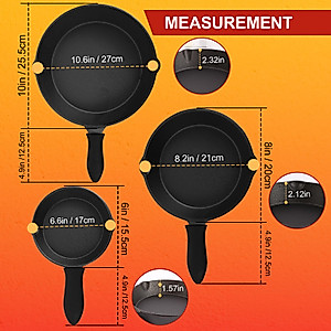 rincentd Pre-Seasoned Cast Iron Pan 3 piece Cast Iron Frying Pan set with Heat-Resistant Handles - 6 inch, 8 inch and 10 inch Cast Iron Set