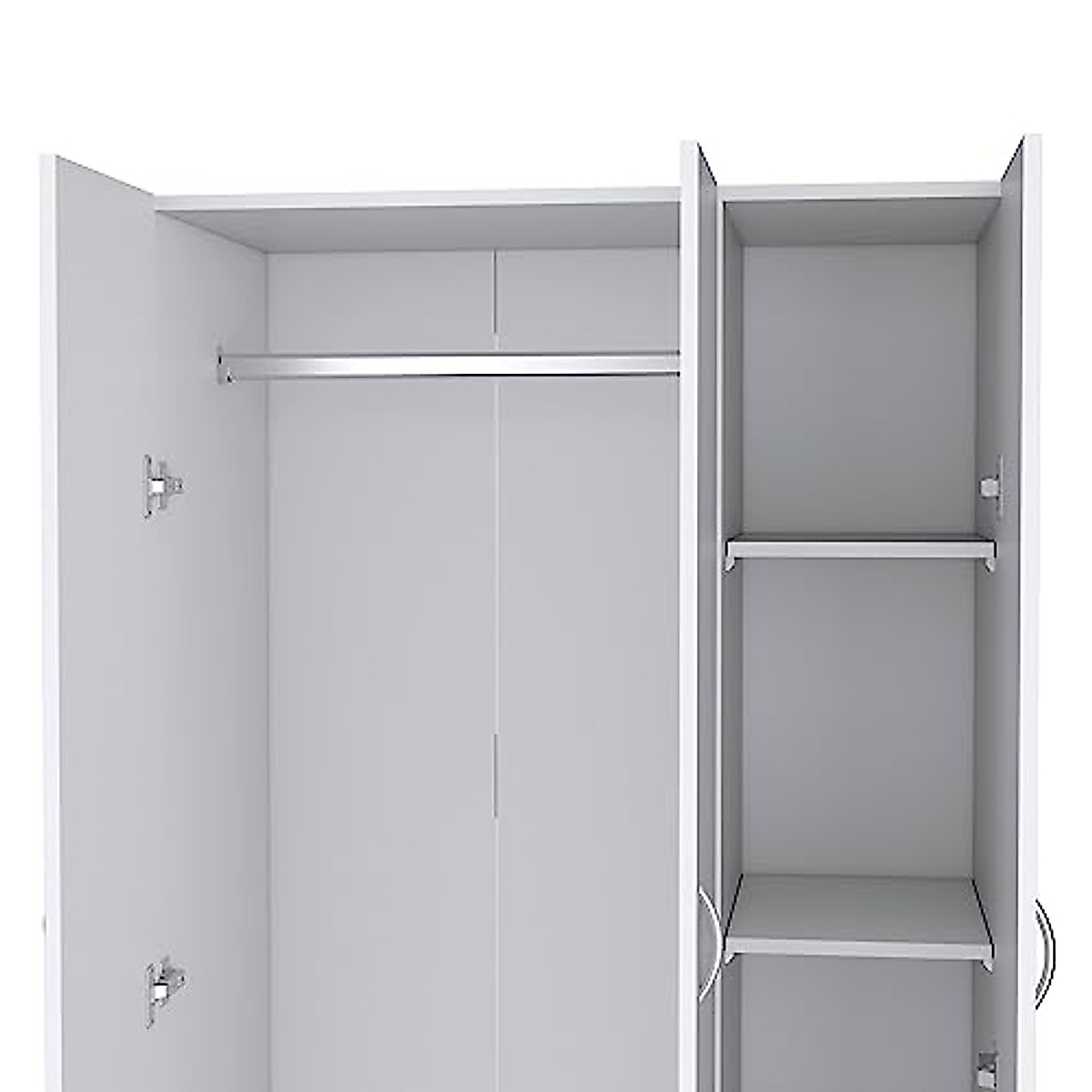 AMFSQJ Contemporary Miscellaneous Storage Closet with Hanging Rod, Versatile Organizer for Various Spaces, 35.43”*29.69”*71.14”H, White