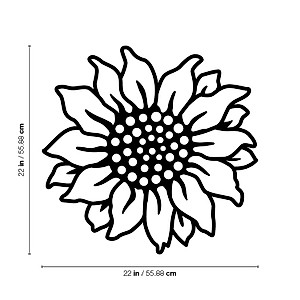 Vinyl Wall Art Decal - Sunflower - 22" x 22" - Flower Shape Trendy Inspirational Minimal Sticker for Bedroom Home School Kids Room Work Office Living Room Store Decor (Black)