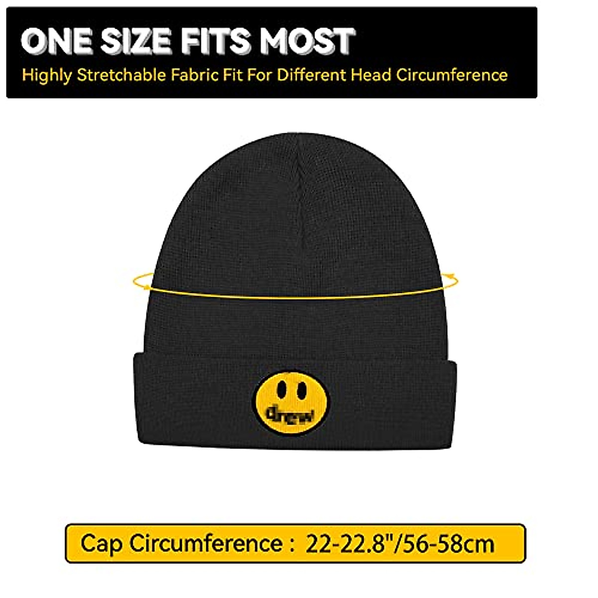 Winter Beanie Knit Hats for Men & Women Cold Weather Stylish Skull Cap Black