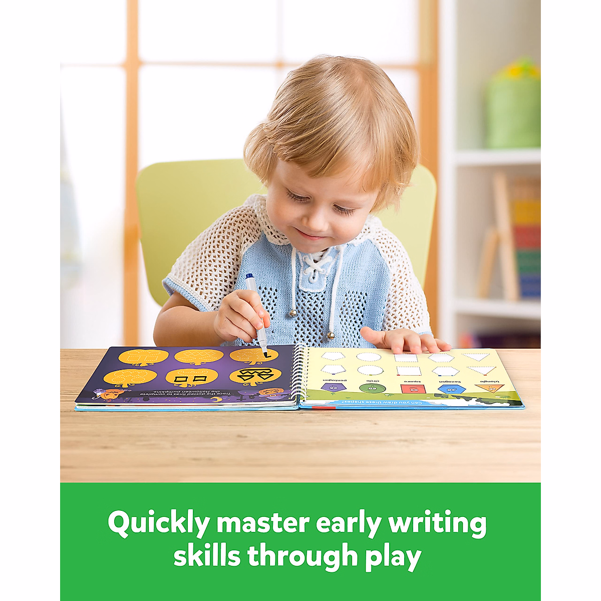 Coogam Pencil Control Tracing Workbook, Learn to Write Alphabet ABC Letters Numbers Handwriting Book Fine Motor Montessori Educational Toy Gift for Preschool Kids