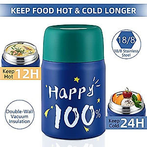 Thermos For Hot Food - 27 Oz Insulated Food Jar With Foldable Spoon & Fork, Leak Proof Food Thermos For Kids Adults, Double Walled Soup Thermos With Portable Food Bowl For School Office Outdoors (Dark Blue)