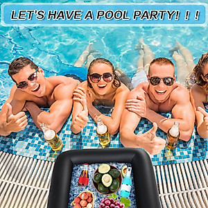 Leitee Inflatable Serving Bar with Drain Plug 52 x 24 x 5'' Inflatable Ice Serving Buffet Bar Inflatable Cooler for Party Food Cooler for Party Buffet Inflatable Drink Cooler(Black,Basic Style)