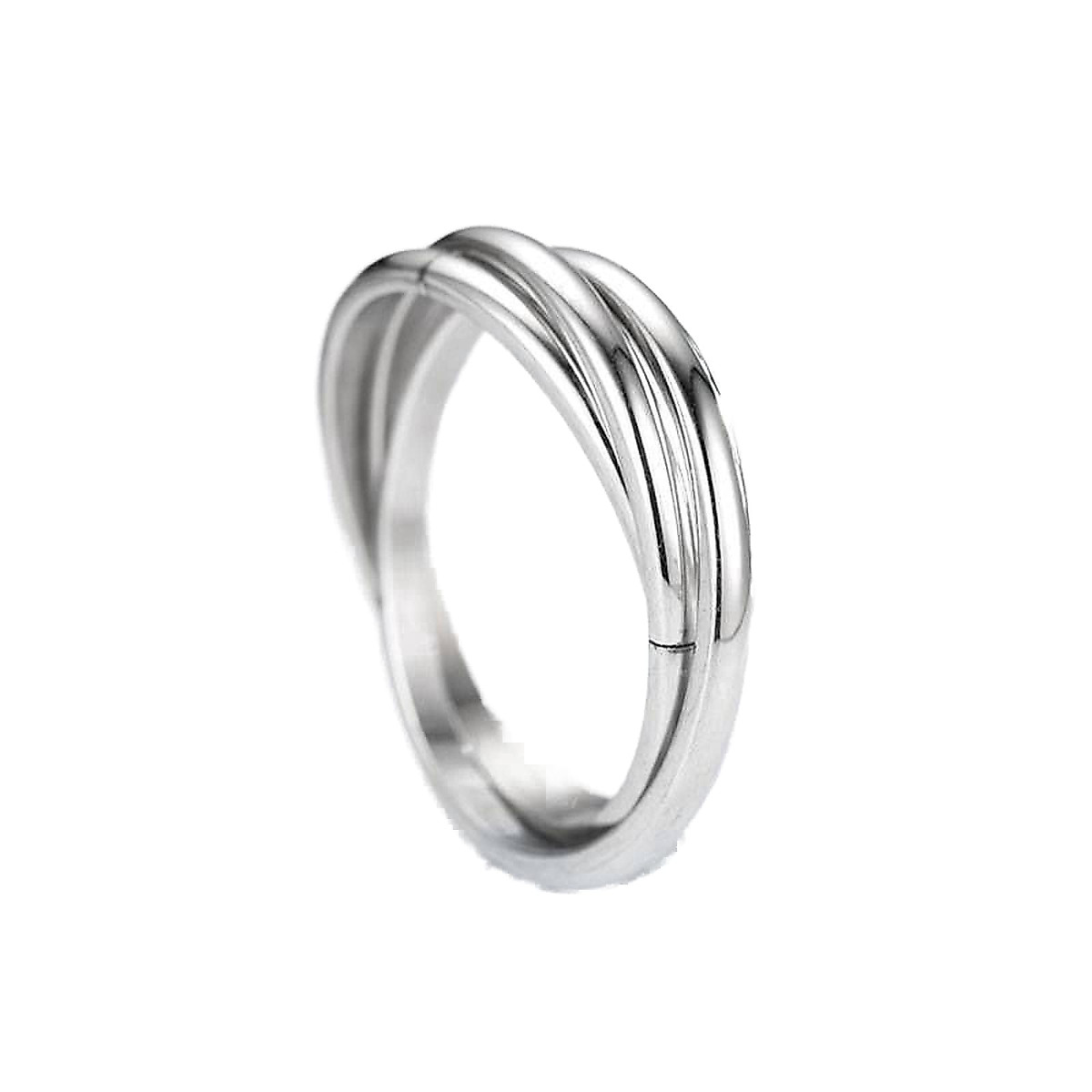 AOOF Stainless Steel Three Ring Sansheng Iii Ring European and American Fashion Titanium Steel Couple Ring Female 6号 Silvery