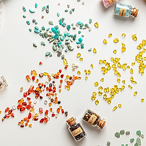 KHOCOEE 12 Different Gemstone Bottles Chip Crystals and Healing Stone, Chakra Healing Crystals Bottles, Wicca Gem Stones Set, Witchcraft Crystals