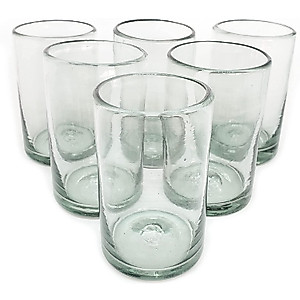MexHandcraft Clear 14 oz Drinking Glasses (set of 6), Recycled Glass, Lead-free, Toxin-Free (Drinking)
