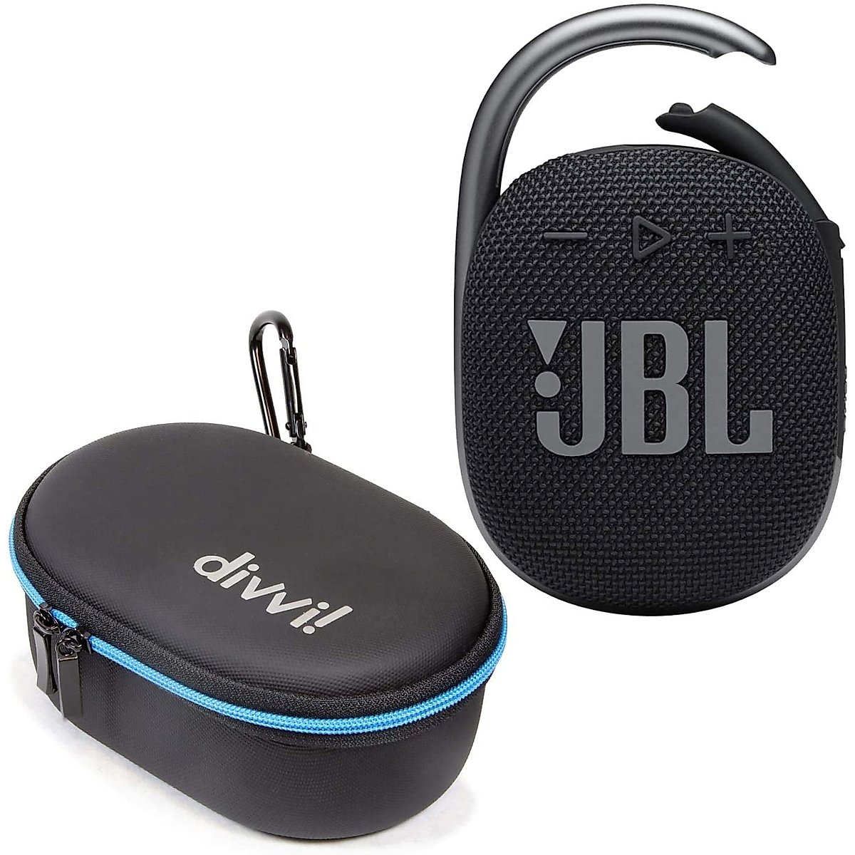 JBL Clip 4 Portable Bluetooth Wireless Speaker Bundle with divvi! Protective Hardshell Case - Black