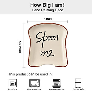 Misijuer Ceramic Stable Spoon Rest, Extra Large Spoon Holder for Kitchen Counter/Counter top/Stove Top, Dishwasher Safe, Cute Toast Kitchen Decor & Accessories, Spoon Me