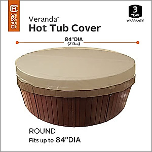 Classic Accessories Veranda Water-Resistant 84 Inch Round Hot Tub Cover, Patio Furniture Covers