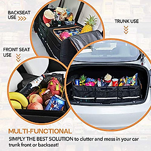 HEYTRIP Large Trunk Organizer With Built-in Leakproof Cooler Bag, 2 Tie-Down Straps, 4 Removable Dividers, Foldable Cover, Built with 2mm PE Board