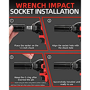 WAKYME 21V MAX Cordless Impact Wrench Kit, 1/2" Brushless Compact Wrench Power Tool Kit, TWO 4.0AH Li-ion Battery, 7Pcs Driver Impact Sockets, Fast Charger, Belt clip, Tool Box (250 Ft-lb Torque)