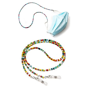 8 Pcs Beaded Eyeglass Chains for Women & Girls, Multifunction Colorful Mask Glasses Lanyard Sunglass Holder Strap Around Neck,Bead Holders Face Mask Chains Clamp Necklace Strap with Eyeglass Loop