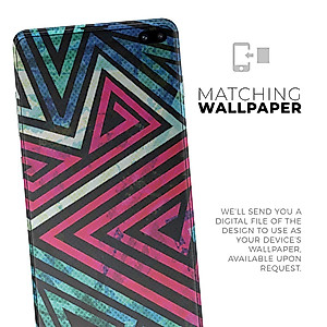 DesignSkinz Grungy Neon Triangular Zig Zag Shapes Protective Vinyl Decal Wrap Skin Cover Compatible with The Samsung Galaxy S20 (Screen Trim & Back Glass Skin)