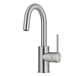 KRAUS Spot Free Oletto Single Handle Kitchen Bar Faucet in All-Brite Stainless Steel Finish, KPF-2600SFS (Pack of 1)