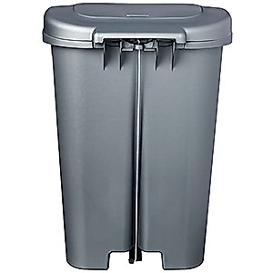 Rubbermaid Classic 13 Gallon Trash Can with Lid and Stainless-Steel Pedal, Gunmetal Blue Waste Bin for Kitchen, NEW Premium Step-On